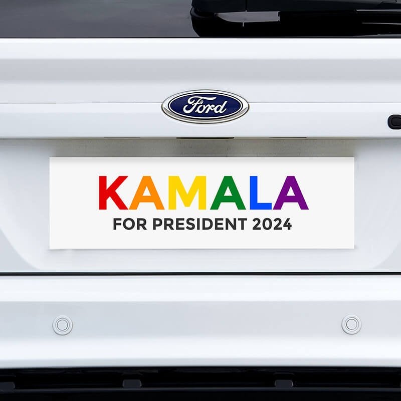 Rainbow Kamala for President Bumper Sticker - CustomSigns.com