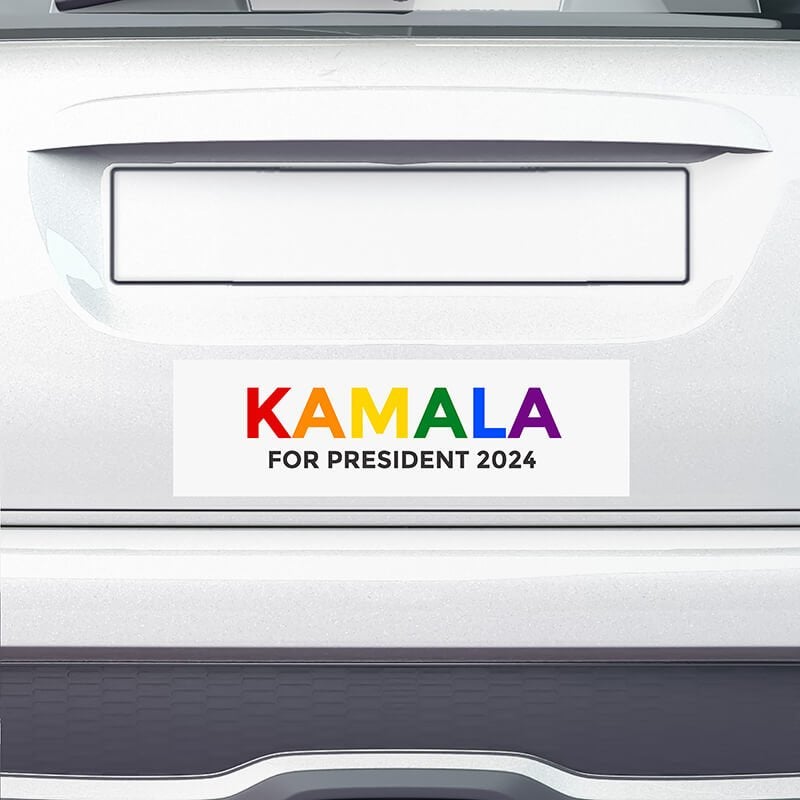 Rainbow Kamala for President Bumper Sticker - CustomSigns.com