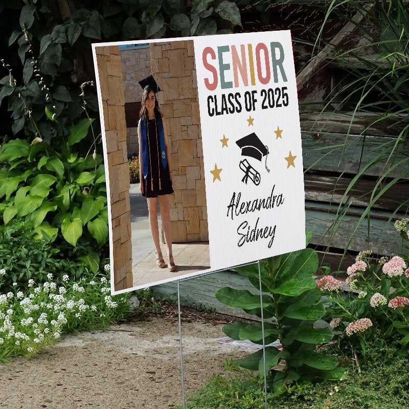 Pastels and Stars Graduation Yard Sign - Custom 2025 Grad Sign ...