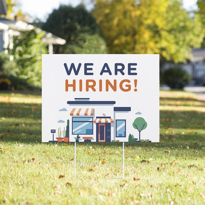 We Are Hiring Sign with Storefront - CustomSigns.com