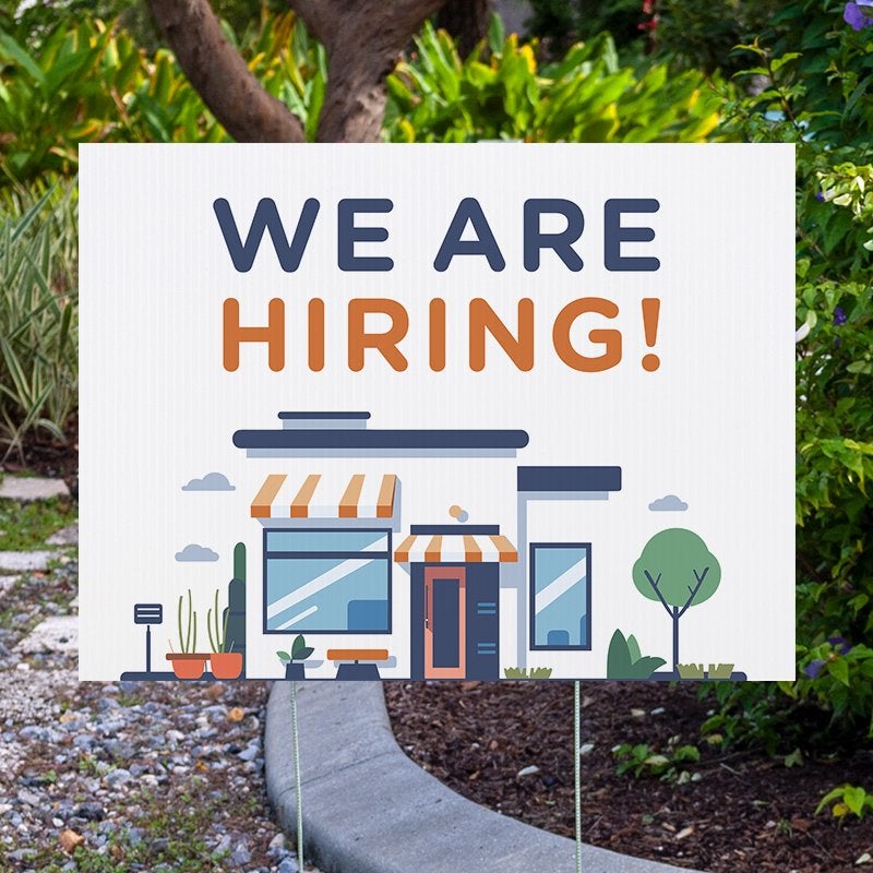We Are Hiring Sign with Storefront - CustomSigns.com