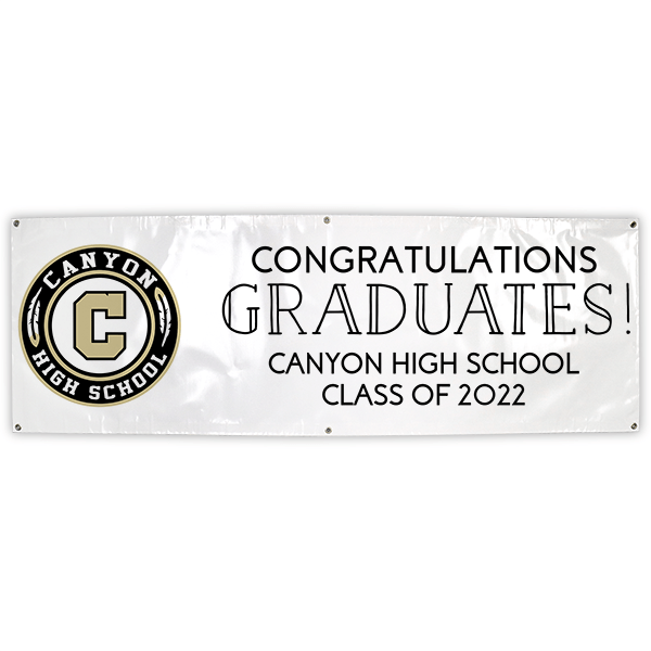 School Logo Congratulations 2' x 6' Custom Graduation Banner ...