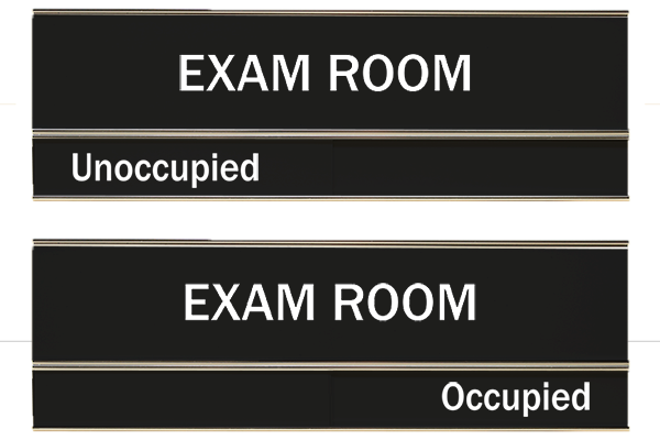 Black Exam Room Slider Sign Set, Size 3" x 8" - Custom Signs