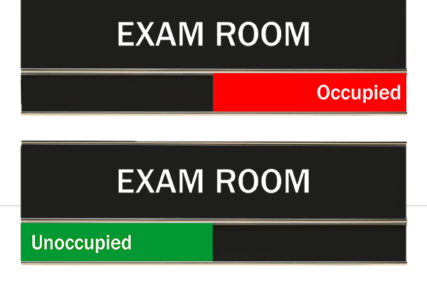 Black Exam Room Slider Sign Set, Size 3" x 10" - Custom Signs