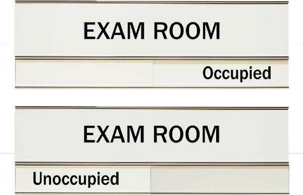 White Exam Room Slider Signs, 3" x 8" - Custom Signs