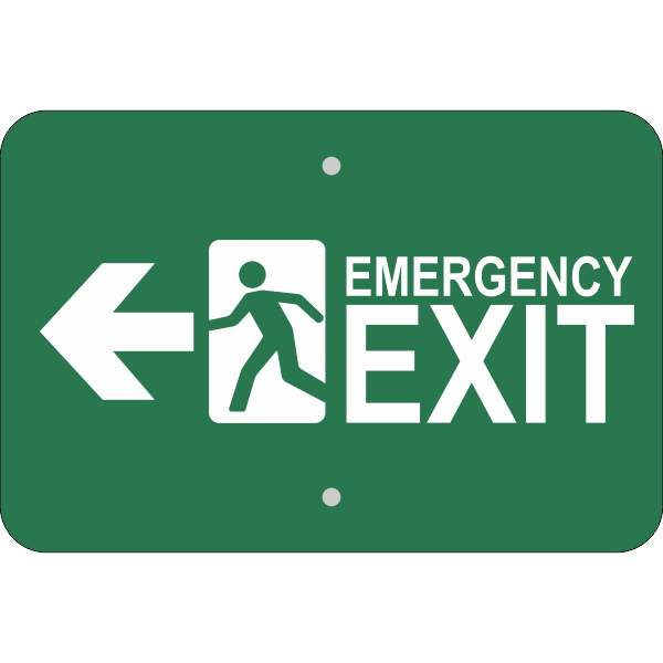 Horizontal Left Arrow Emergency Exit Sign - Custom Signs