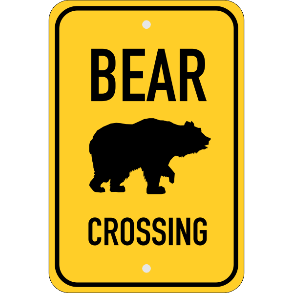 Vertical Bear Crossing Sign - Custom Signs