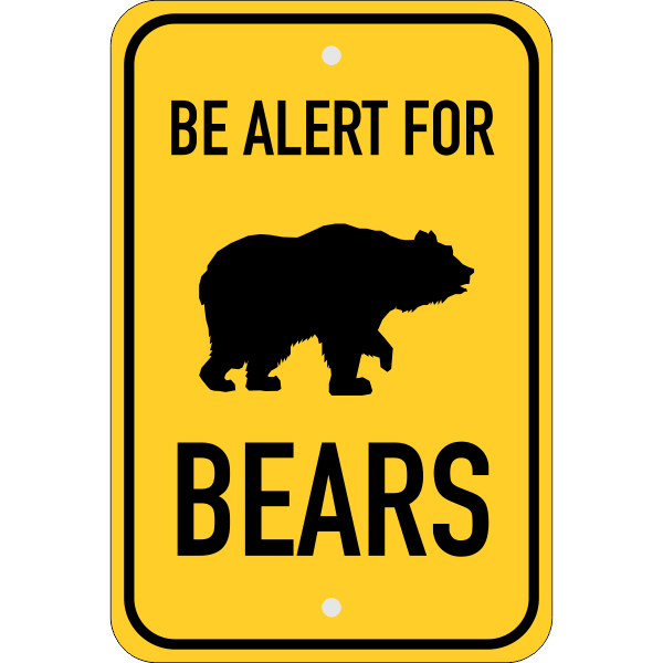 Vertical Alert For Bears Sign - Custom Signs