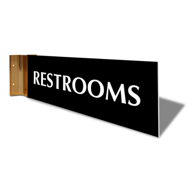 Restrooms Projection Sign 4" x 12" - Double-Sided | CustomSigns.com