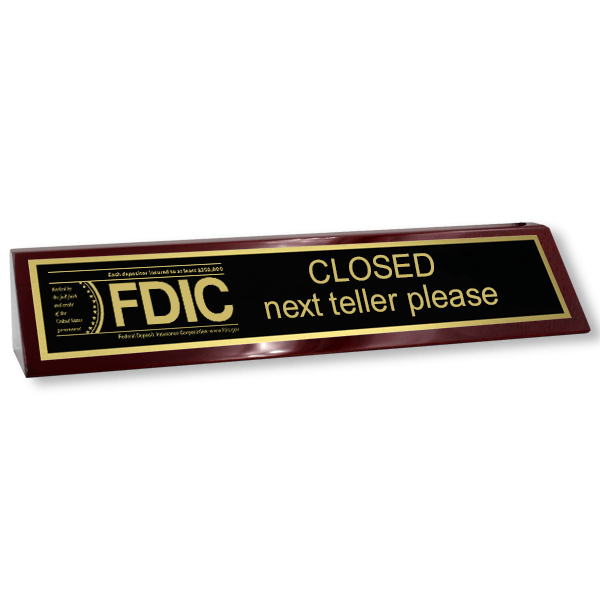 FDIC Next Teller Wood Block | Customsigns.com