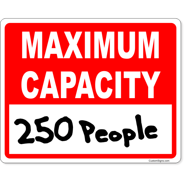 8" x 10" Red Maximum Capacity Write On Sign - CustomSigns.com