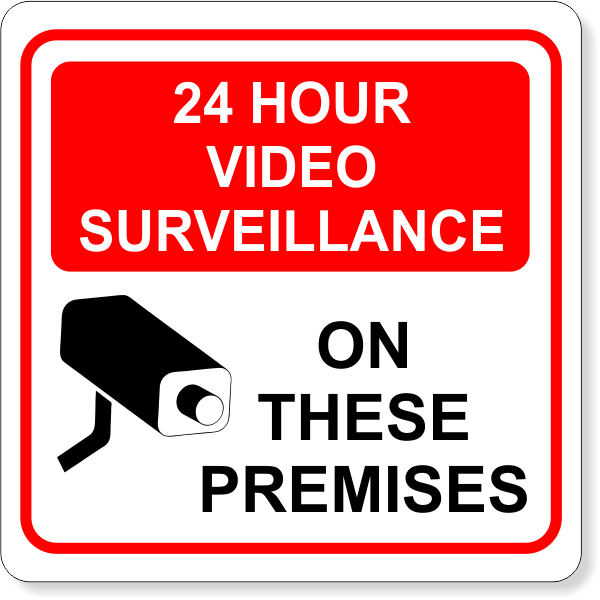 24 Hour Surveillance Vinyl Decal | 6" x 6" - Customsigns.com