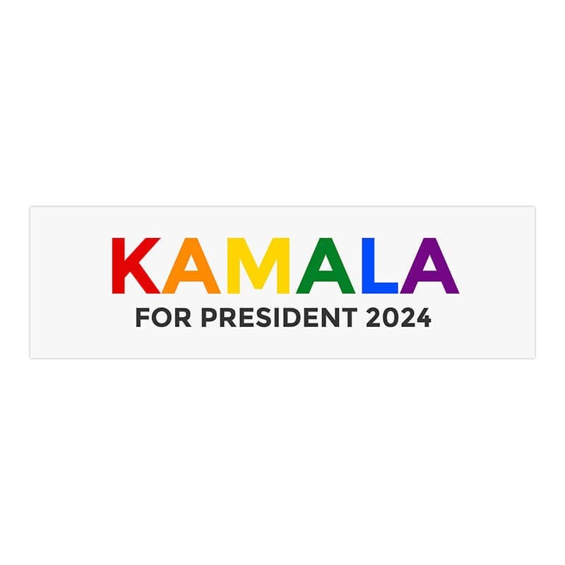 Rainbow Kamala for President Bumper Sticker - CustomSigns.com
