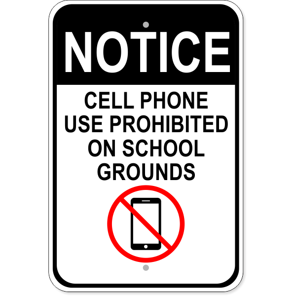 Cell Phone School Aluminum Sign | 18" x 12" - Customsigns.com