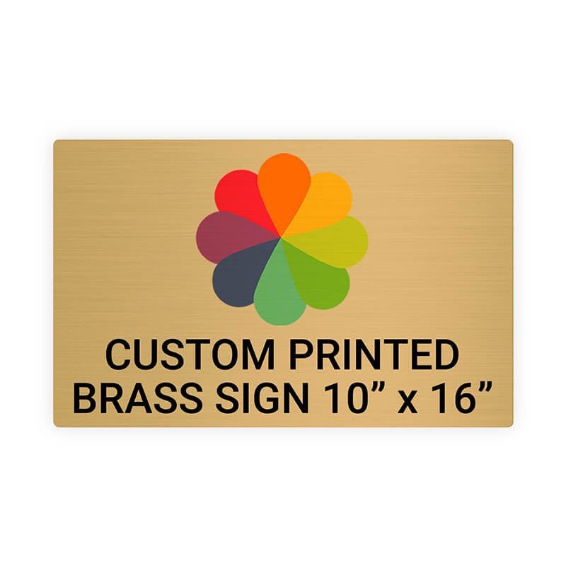 Horizontal Full Color Brass Signs 10" x 16" | Customsigns.com