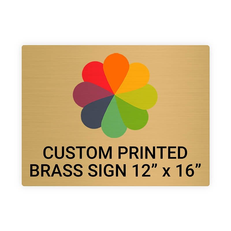 Horizontal Full Color Brass Signs 12" x 16" | Customsigns.com