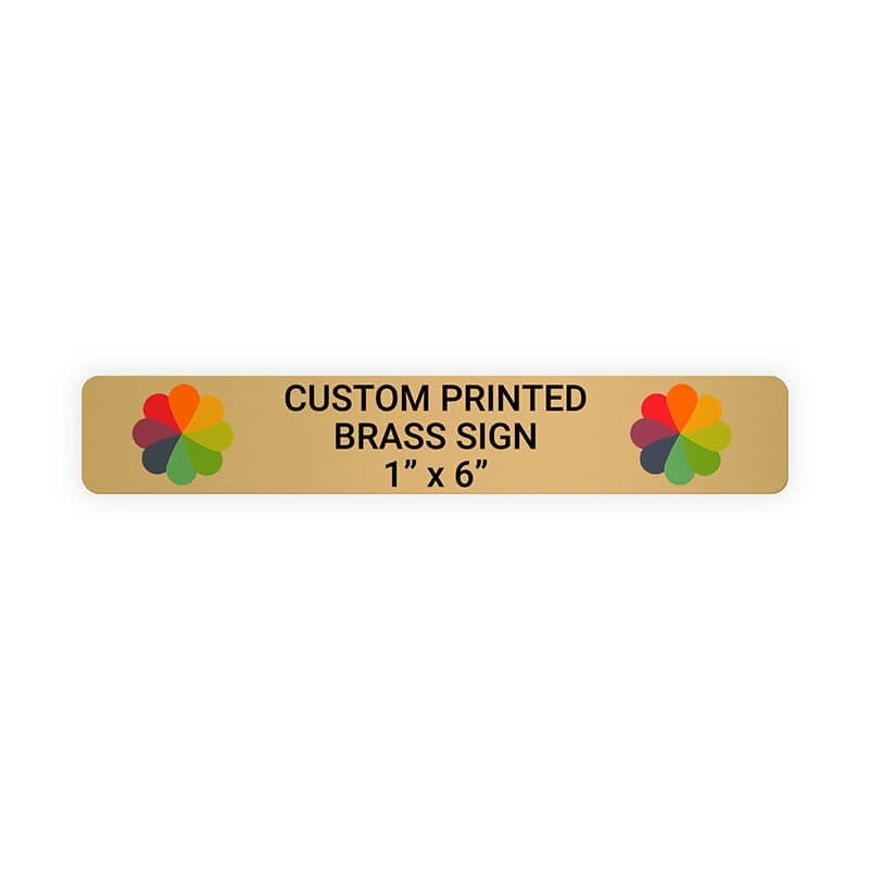 Horizontal Full Color Brass Signs 1" x 6" | Customsigns.com