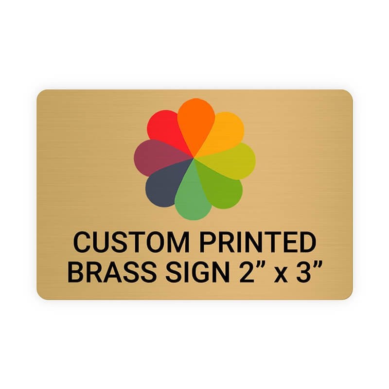 Horizontal Full Color Brass Signs 2" x 3" | Customsigns.com