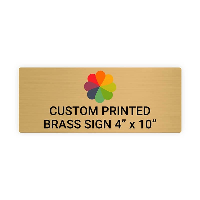 Horizontal Full Color Brass Signs 4" x 10" | Customsigns.com