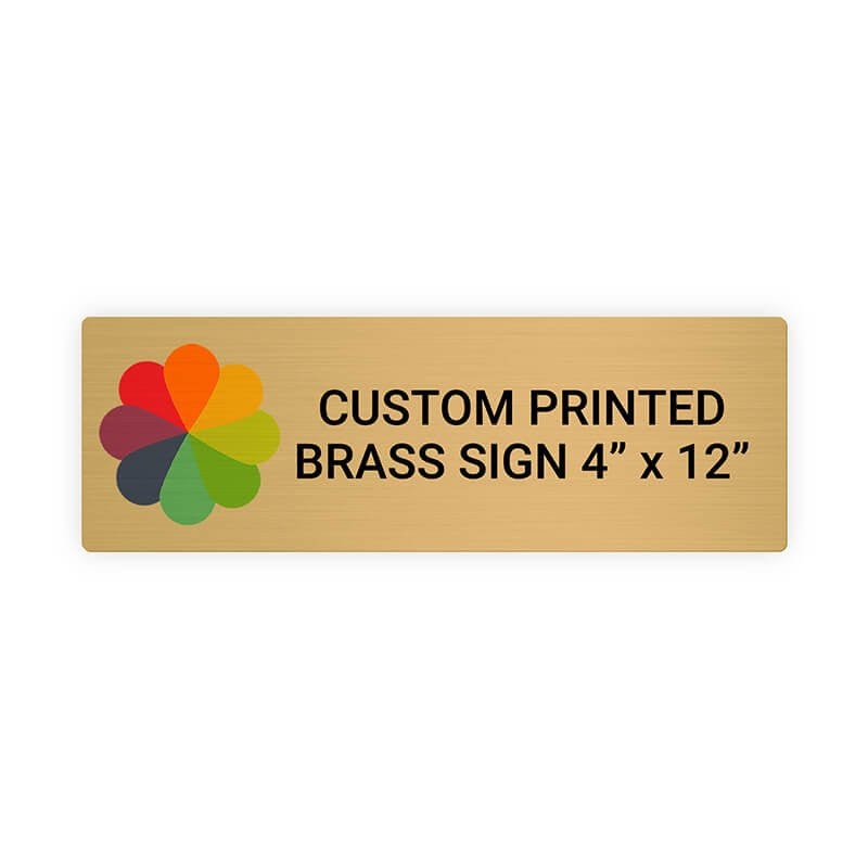 Horizontal Full Color Brass Signs 4" x 12" | Customsigns.com