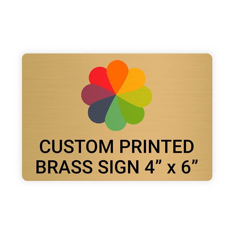 Horizontal Full Color Brass Signs 4" x 6" | Customsigns.com