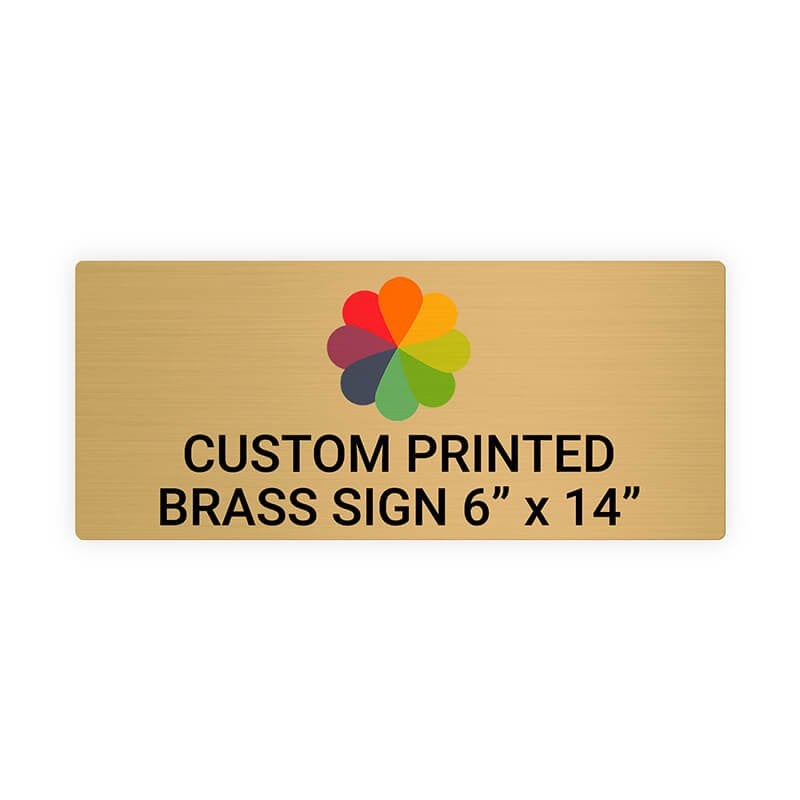 Horizontal Full Color Brass Signs 6" x 14" | Customsigns.com