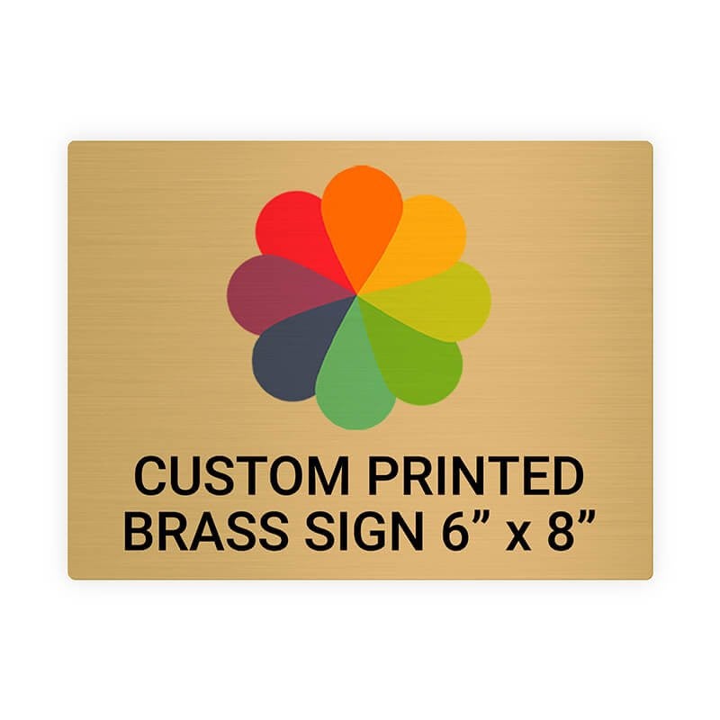 Horizontal Full Color Brass Signs 6" x 8" | Customsigns.com