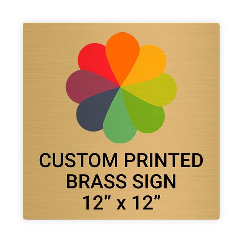 Square Full Color Brass Signs 12" x 12" | Customsigns.com