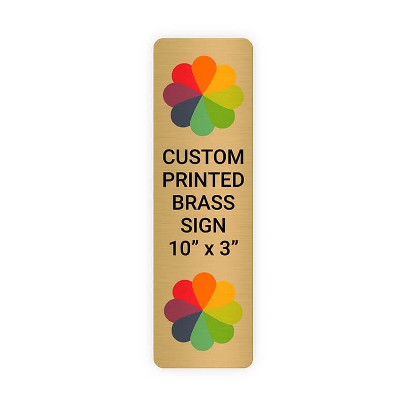 Vertical Full Color Brass Signs 10" x 3" | Customsigns.com