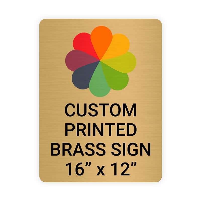 Vertical Full Color Brass Signs 16" x 12" | Customsigns.com
