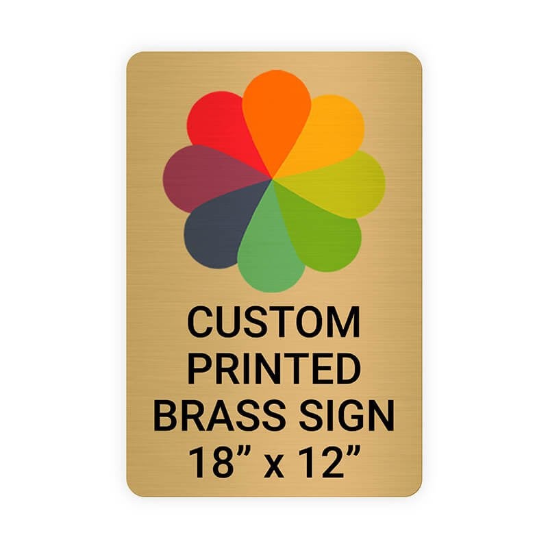 Vertical Full Color Brass Signs 18" x 12" | Customsigns.com