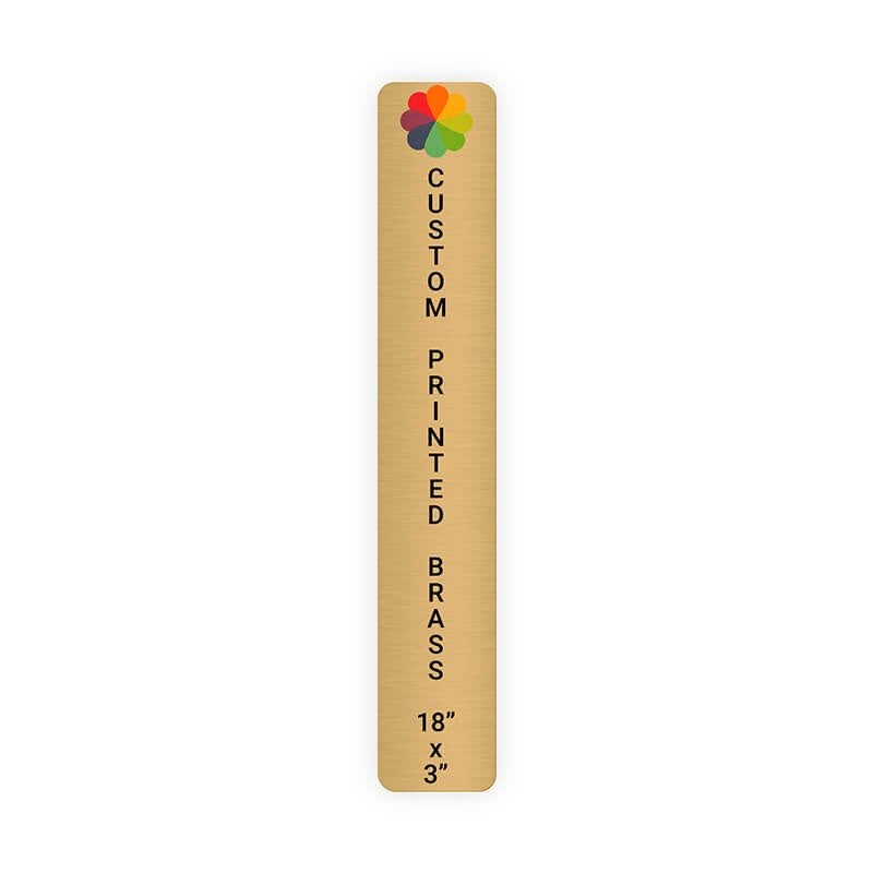 Vertical Full Color Brass Signs 18" x 3" | Customsigns.com