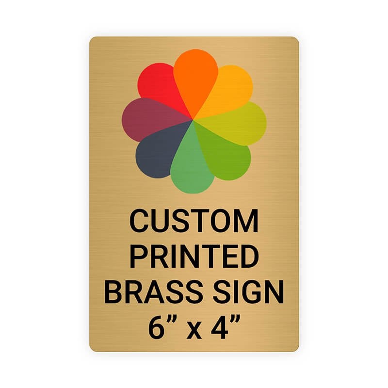 Vertical Full Color Brass Signs 6" x 4" | Customsigns.com