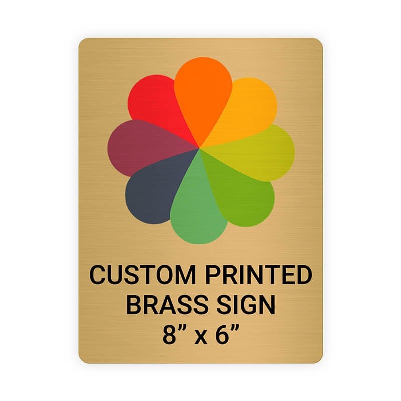Vertical Full Color Brass Signs 8" x 6" | Customsigns.com