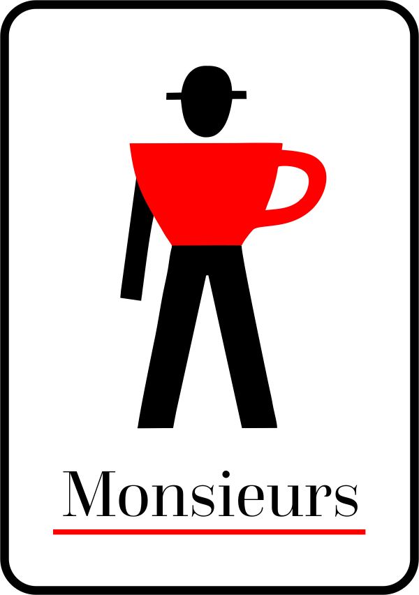 Custom Full Color Men's Bathroom Unique Teacup Sign - Custom Signs