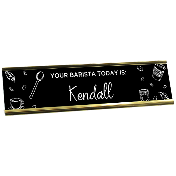 Custom Barista Chalkboard Desk Plate - CustomSigns.com