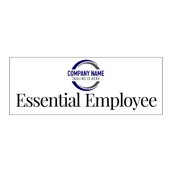 Essential Employee With Logo Decal | 3" x 8" - Custom Signs