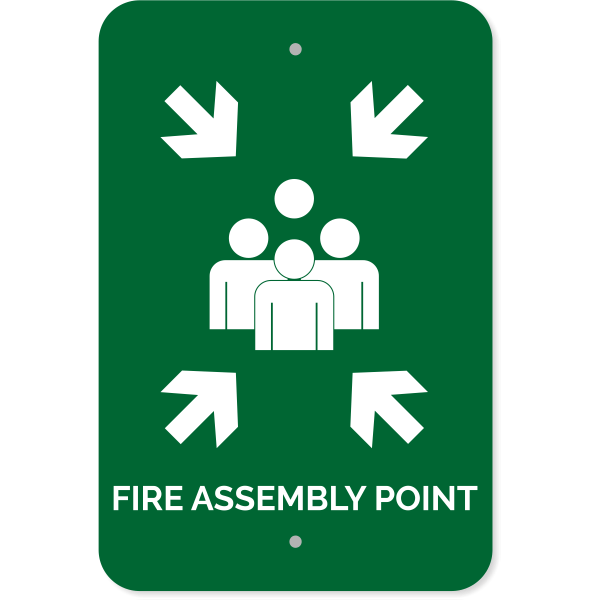 Fire Assembly Point Aluminum Sign | 18" x 12" - Customsigns.com