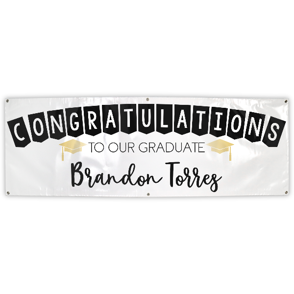 Custom Graduation Banner with Confetti | 2' x 6' - CustomSigns.com