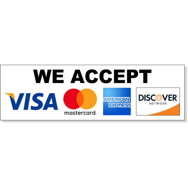 Horizontal Credit Card Accepted Decal | 3" x 10" | Customsigns.com
