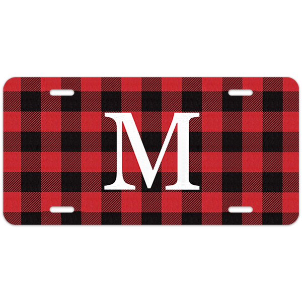 Red Buffalo Plaid Monogram Custom License Plate - CustomSigns.com