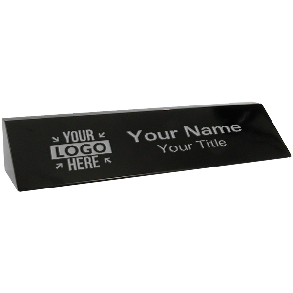 Engraved Marble Desk Plate, Black, 2" x 10" - Custom Signs