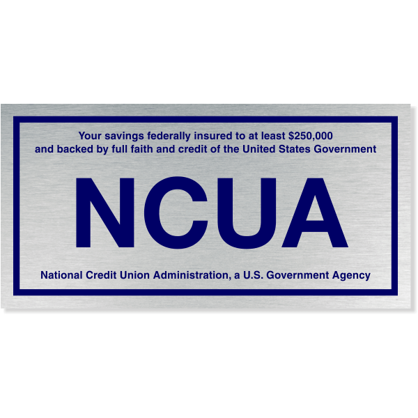 NCUA Blue / Silver Aluminum Wall Plate | 4" x 8" | Customsigns.com