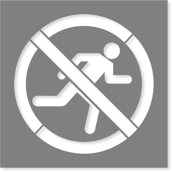 Multi-Size "No Running" Icon Stencil - CustomSigns.com