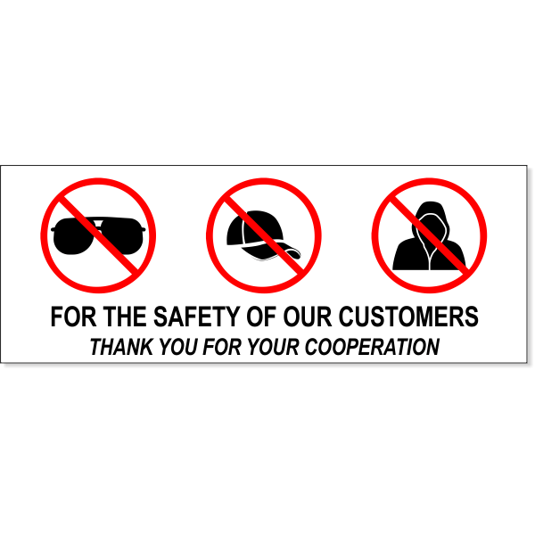 No Sunglasses Hats Hoods Vinyl Decal - Custom Signs