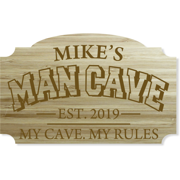 Personalized Man Cave Engraved Wood Sign | 10" x 16" | Customsigns.com