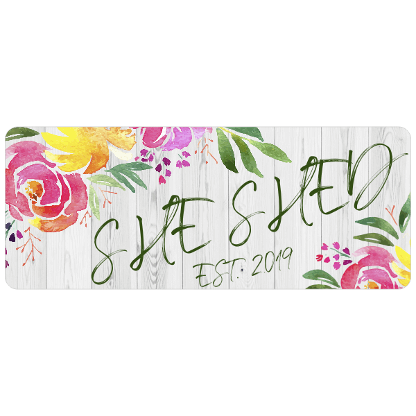 She Shed Floral Sign | 4" x 10" | CustomSigns.com