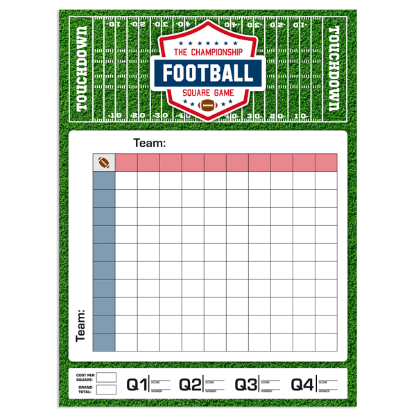 Blank Football Squares Game | Custom Signs
