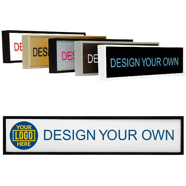 Square Corner Full Color Wall Sign with Plastic Holder - 2" x 9"