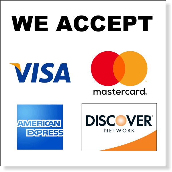 Square Credit Card Accepted Decal | 4" x 4" | Customsigns.com